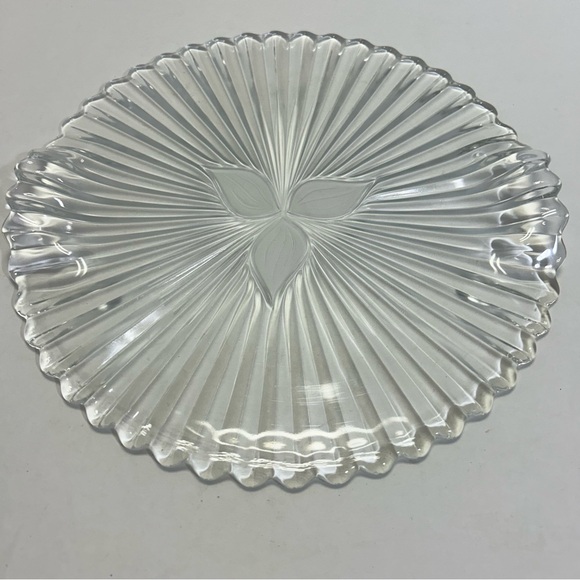 Dining | Vintage Mcm Clear Glass Serving Tray Decor Vanity Art Glass ...